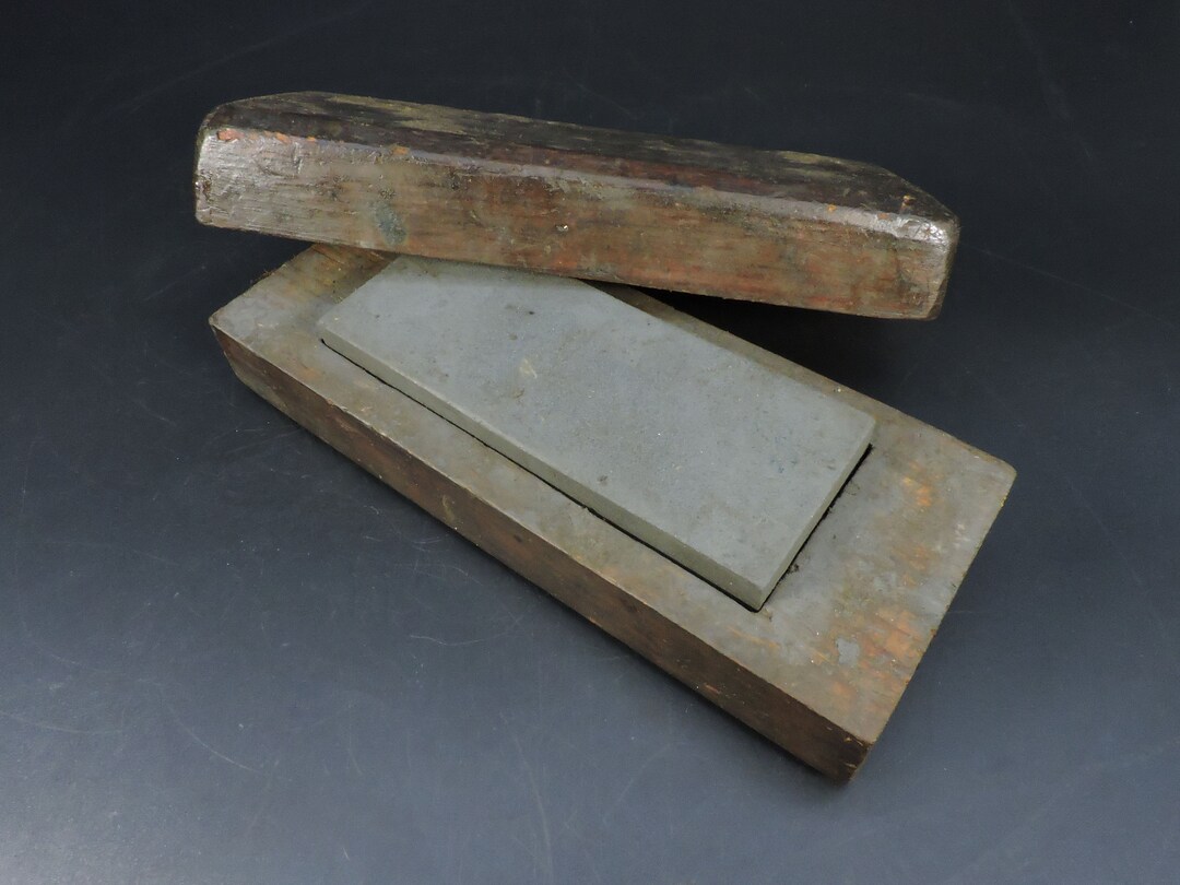 Vintage Sharpening Stone in Wooden Case Knife Blade Hone Sharpening ...