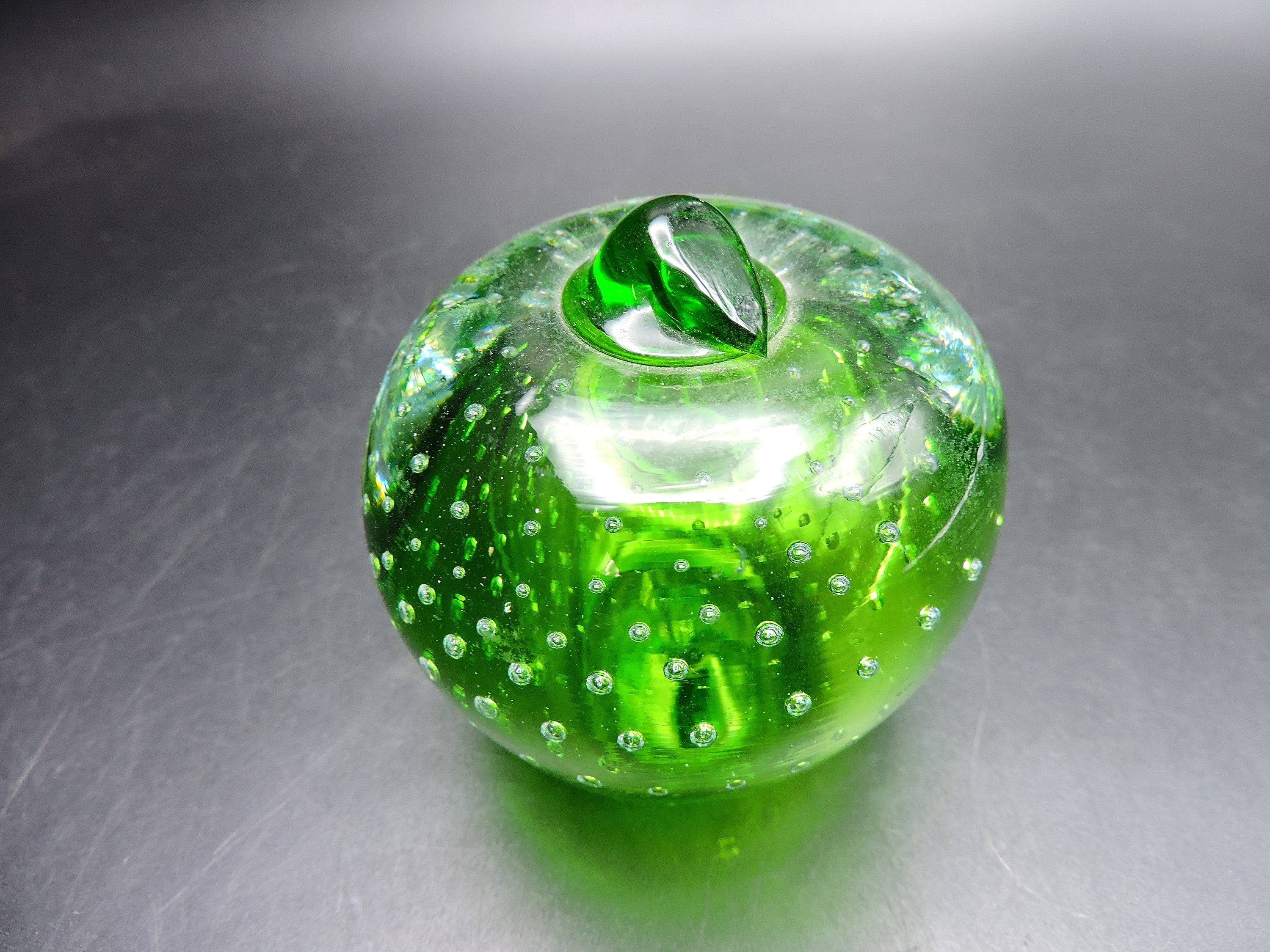Glass Apple Paperweight Green Glass Paperweight Controlled - Etsy