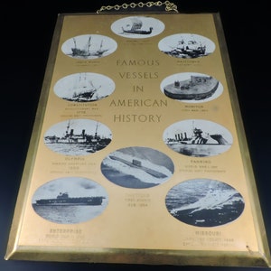Vintage Brass Maritime Vessels Plaque ~ Brass Ships Plaque ~ American ...