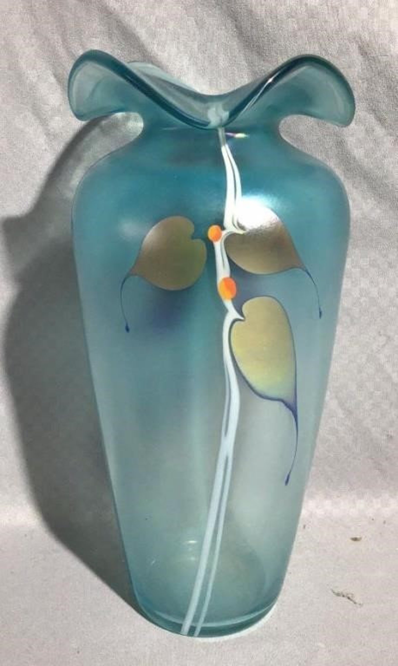 Abelman Art Glass Vase Stuart Abelman Vase Iridescent Moon | Etsy