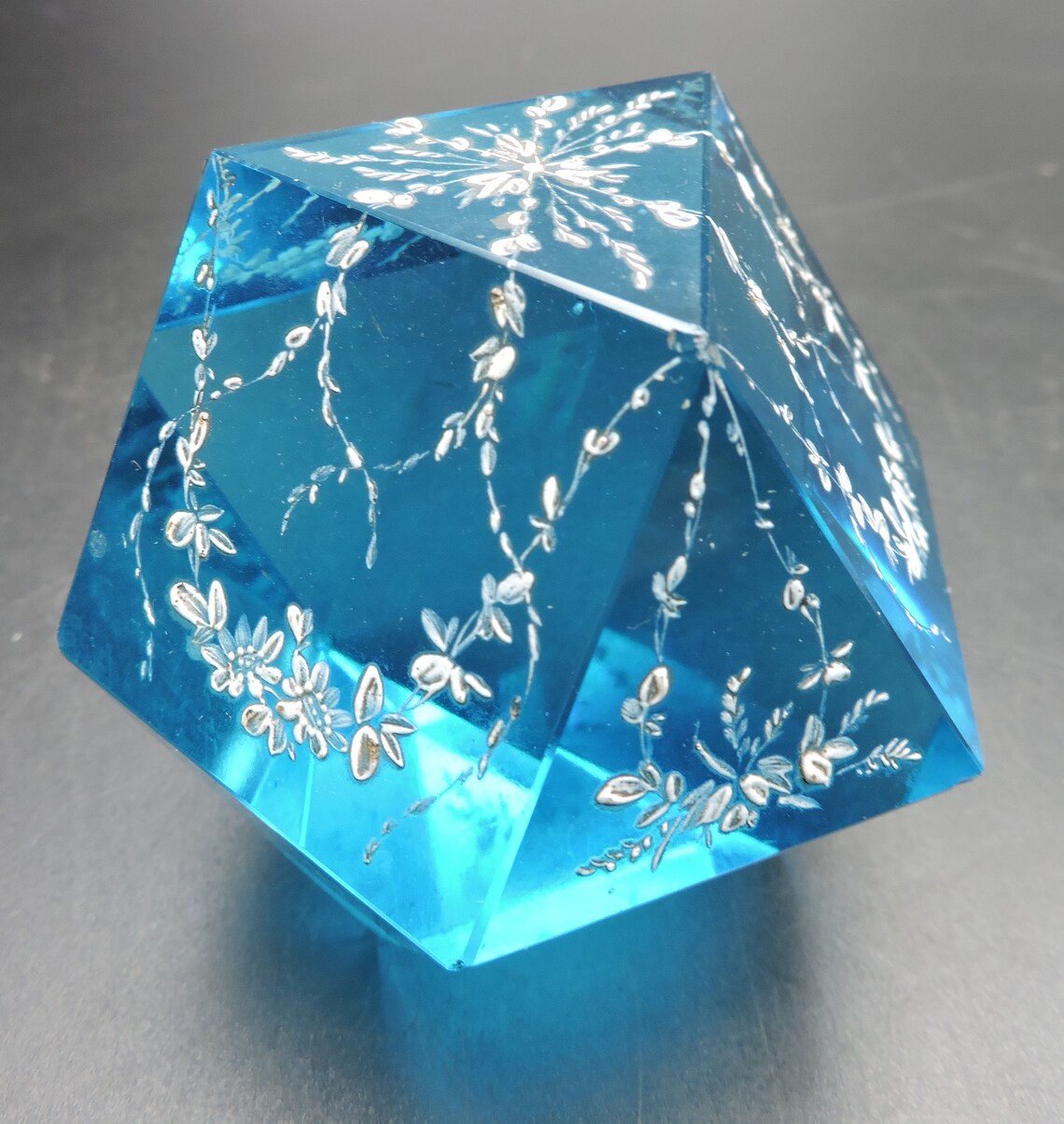 Vintage Blue Paperweight ~ Faceted Paperweight ~ Turquoise Blue ...