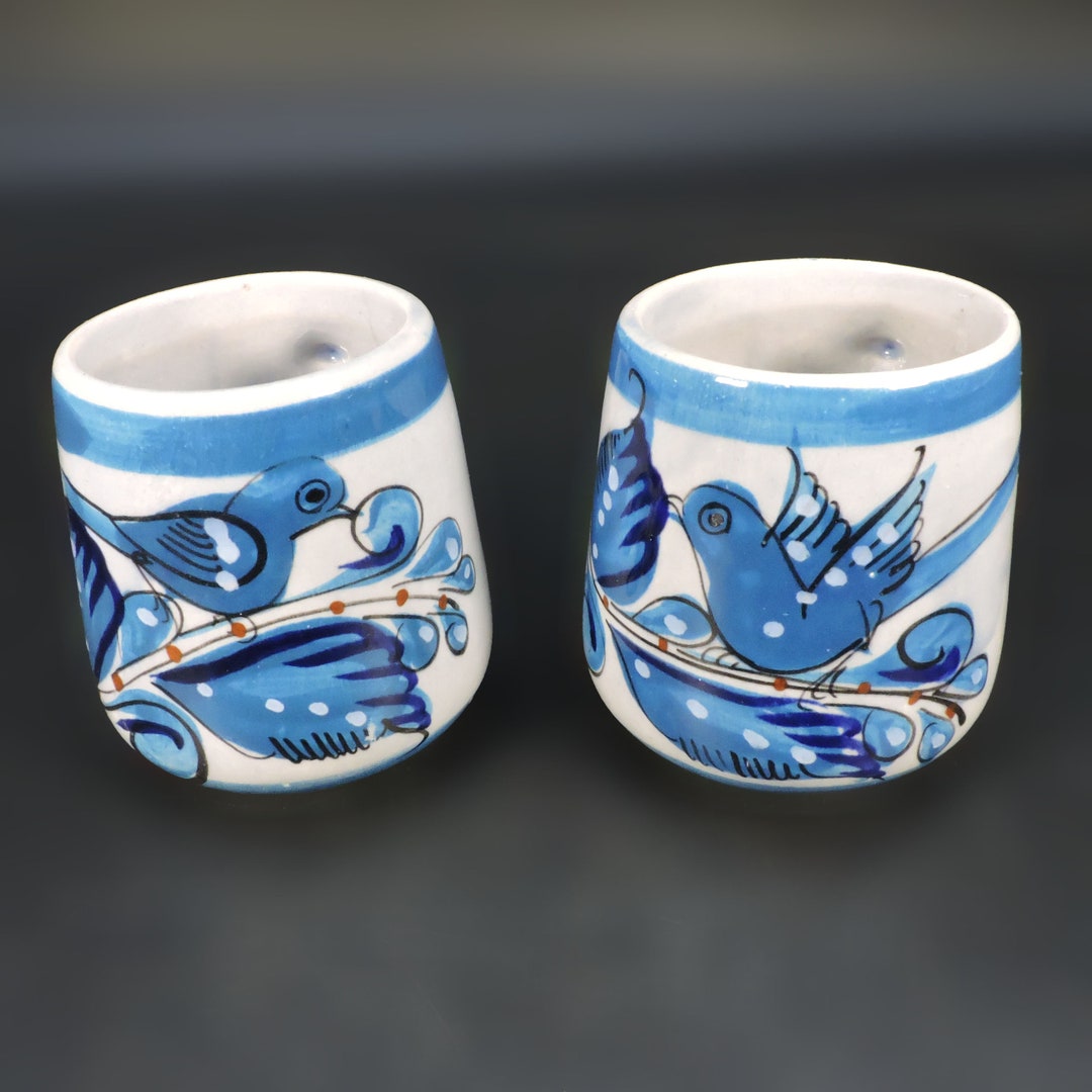 Vintage Bluebird Mugs ~ Hand Painted Bluebird Mugs ~ Handled Tea or ...