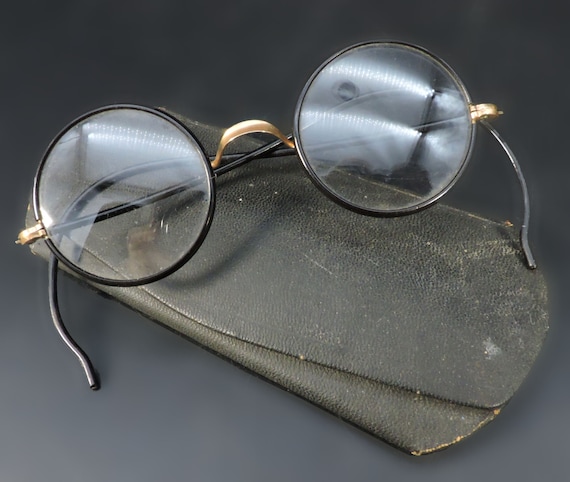 Antique Glasses ~ Vintage Black Wire Rim Glasses ~ Wi Gem