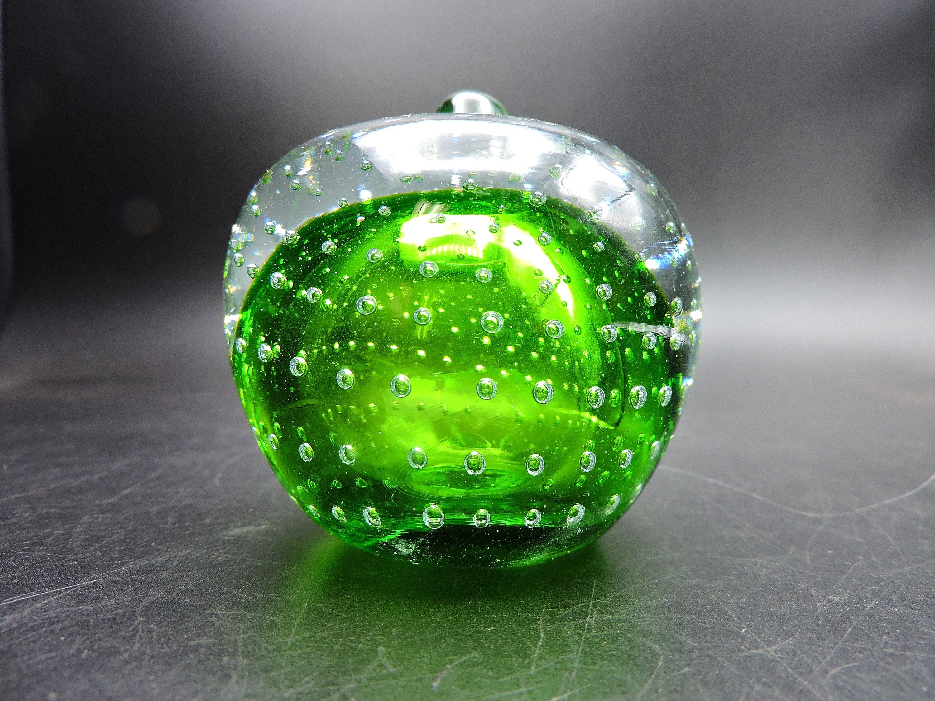 Glass Apple Paperweight Green Glass Paperweight Controlled - Etsy