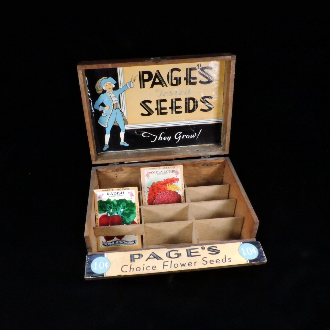 Antique Seed Box ~ Page Seed Co. Display Box ~ General Store Seed ...