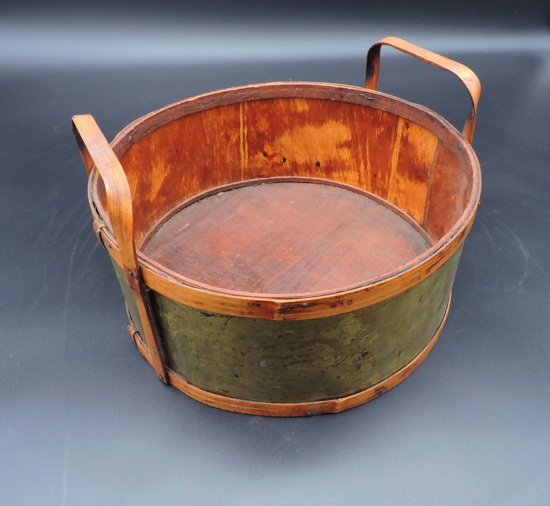 Antique Basket ~ Early 20th Century Basket ~ Brass, Reed & Wood Basket ...