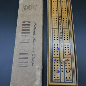 Vintage Cribbage Board ~ Cribbage Game Board ~ Wooden Cribbage Board ...