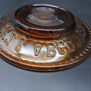 Vintage ABC Plate ~ Clays Crystal Works Plate ~ Amber Glass ABC Plate ...