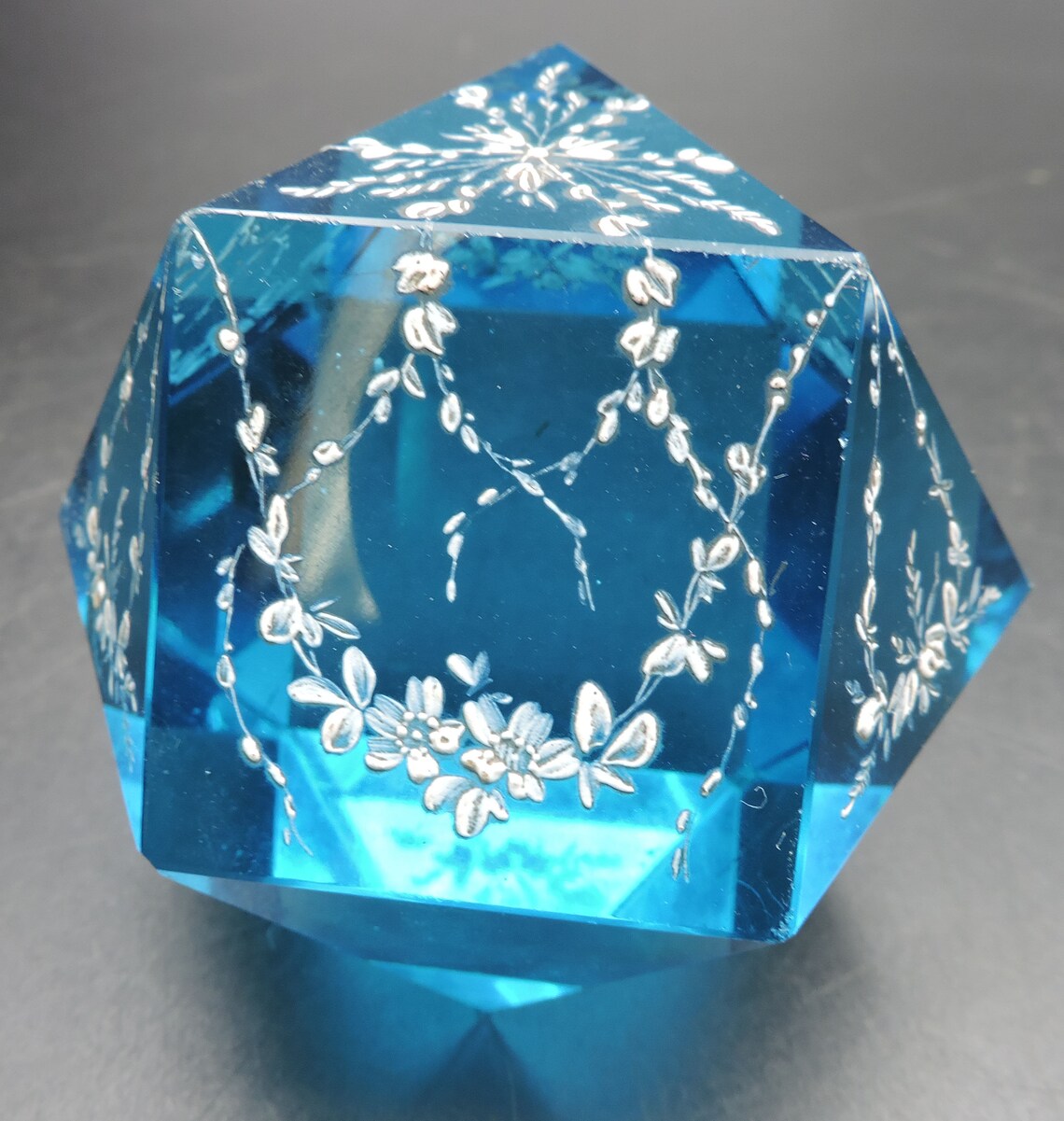 Vintage Blue Paperweight ~ Faceted Paperweight ~ Turquoise Blue ...