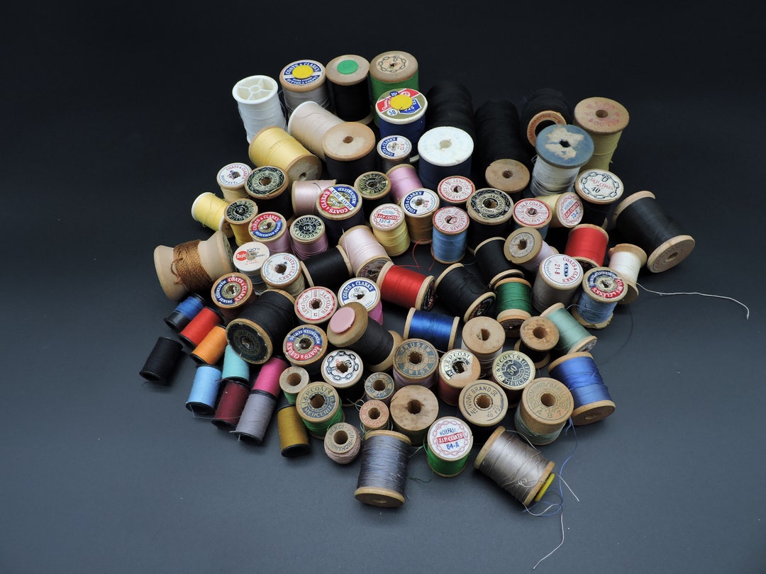 Vintage Thread 85 Vintage Spools of Thread Thread on Wooden Spools 85 ...