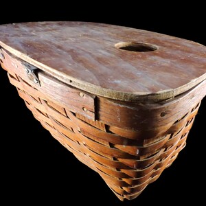 Early Peterborough Basket ~ Old Lidded Basket ~ Oak Splint Basket ...