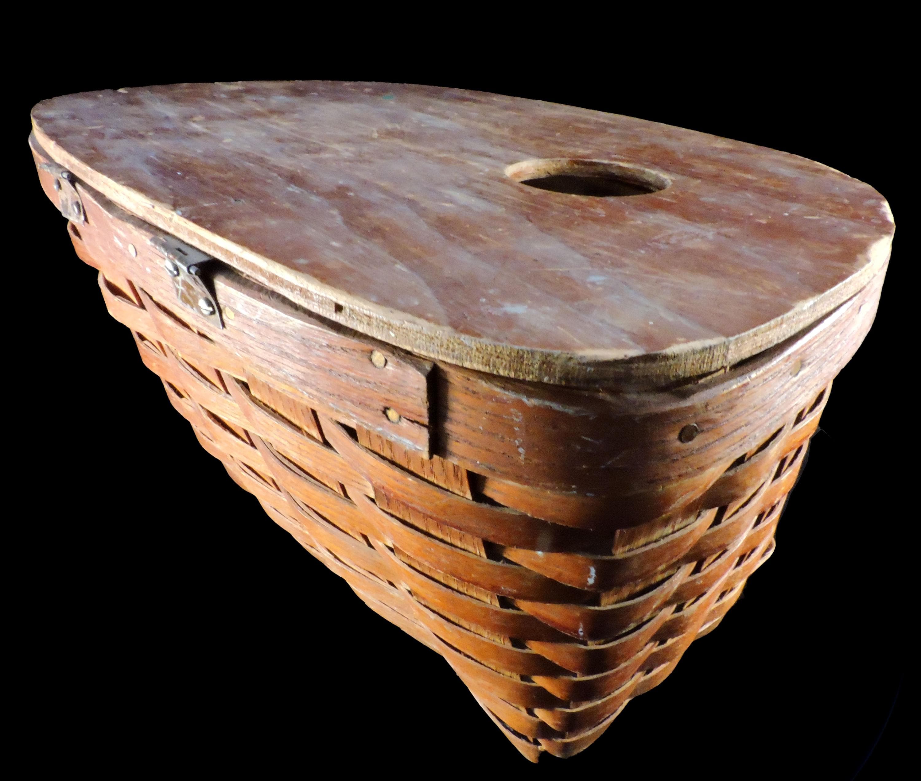 Early Peterborough Basket ~ Old Lidded Basket ~ Oak Splint Basket ...
