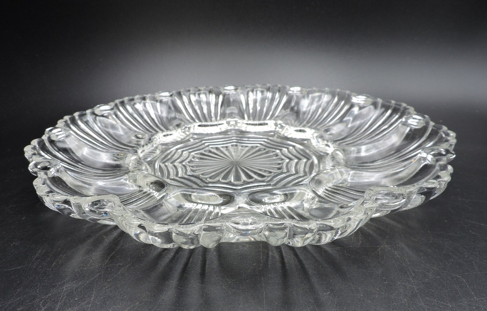 Vintage Deviled Egg Plate Pressed Glass Deviled Egg Plate - Etsy