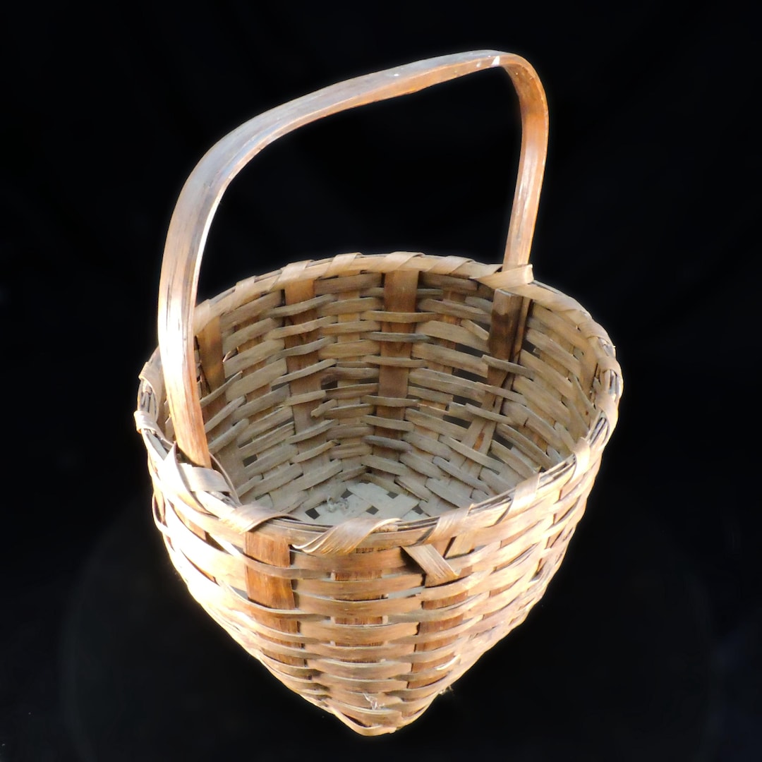 Vintage Oak Gathering Basket ~ Small Oak Basket ~ Vintage Berry Basket ...