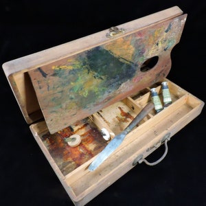 Vintage Art Box Artist Supplies Box Wooden Art Box Art Supplies Case ...