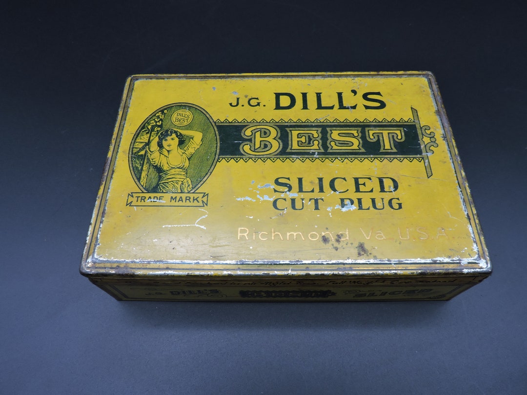 Vintage Tobacco Tin ~ J G Dill's Cut Plug Tin ~ Vintage Chewing Tobacco ...