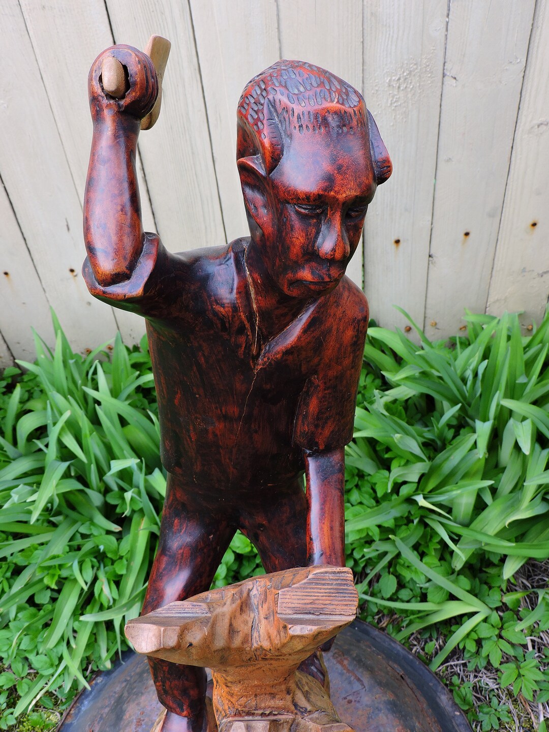Hand Carved Wooden Statue ~ Wood Chopper Statue ~ Folk Art Wood Chopper ...