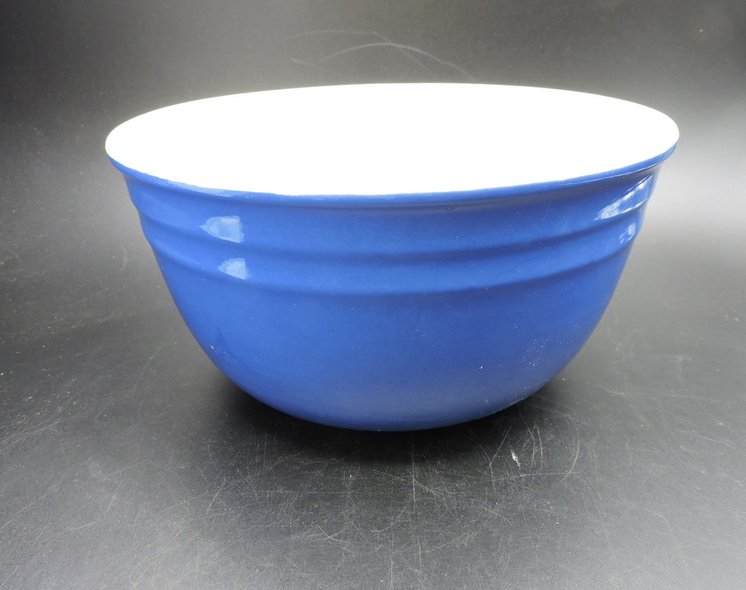 Vintage Pottery Mixing Bowl Blue Pottery Mixing Bowl - Etsy