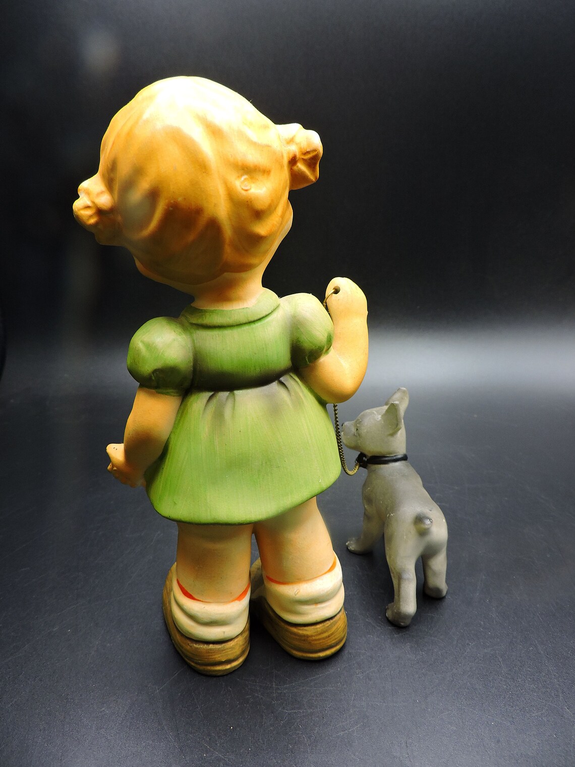 Vintage Bisque Child With Dog Figurine ~ Cute Girl With Dog Statue ...