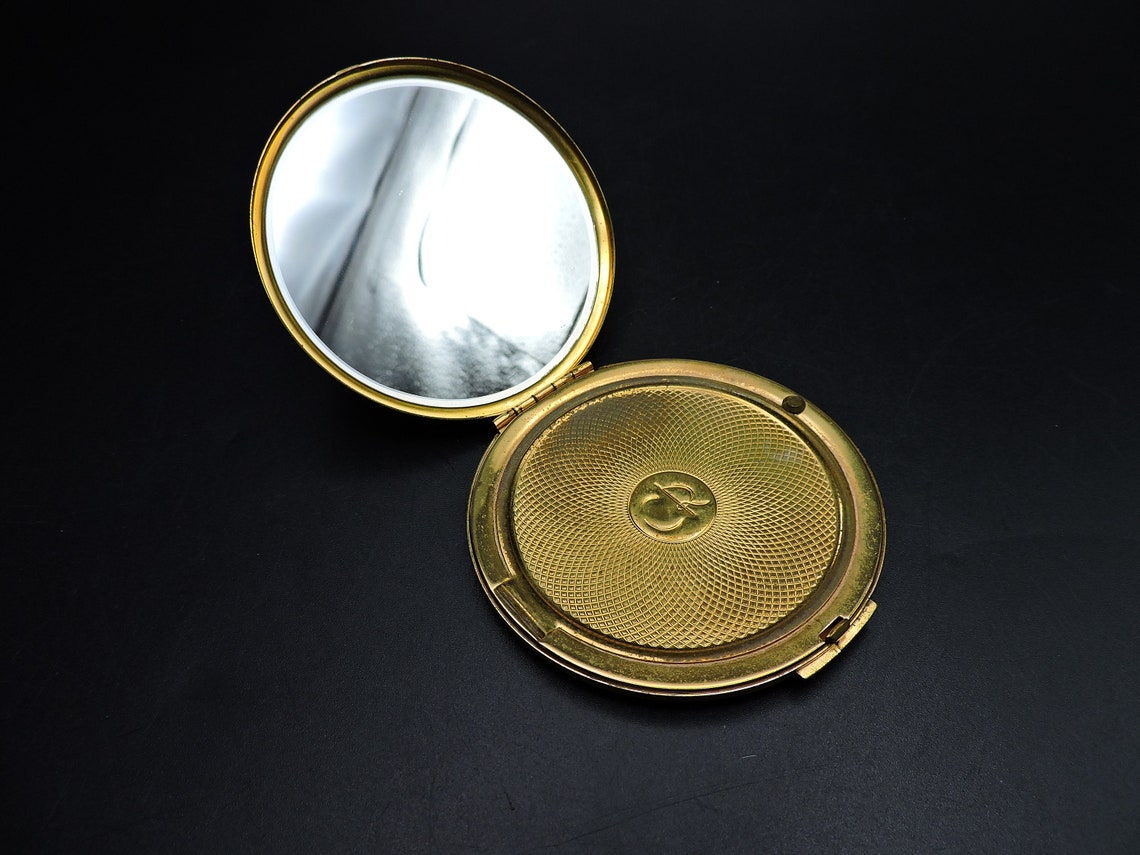Vintage Brass Compact Charles of the Ritz Compact Enamel & | Etsy