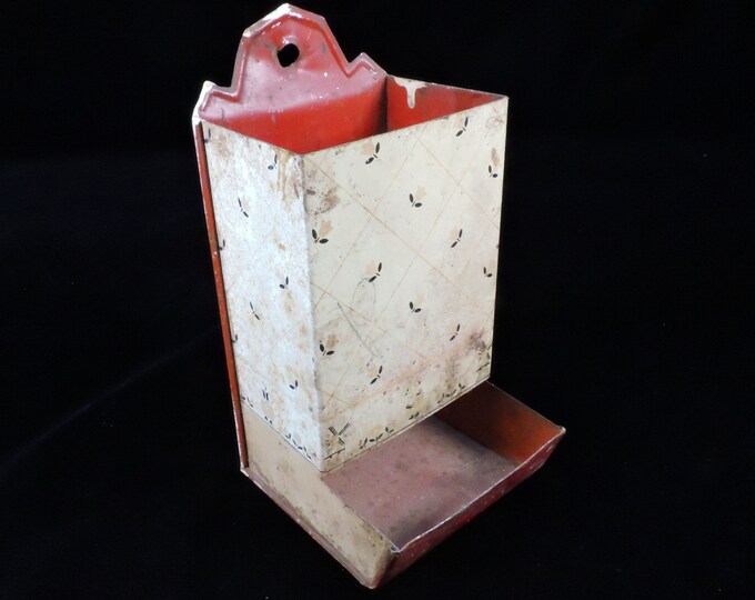 Vintage Match Box Holder ~ Old Tin Match Holder ~ Vintage Match Safe ...