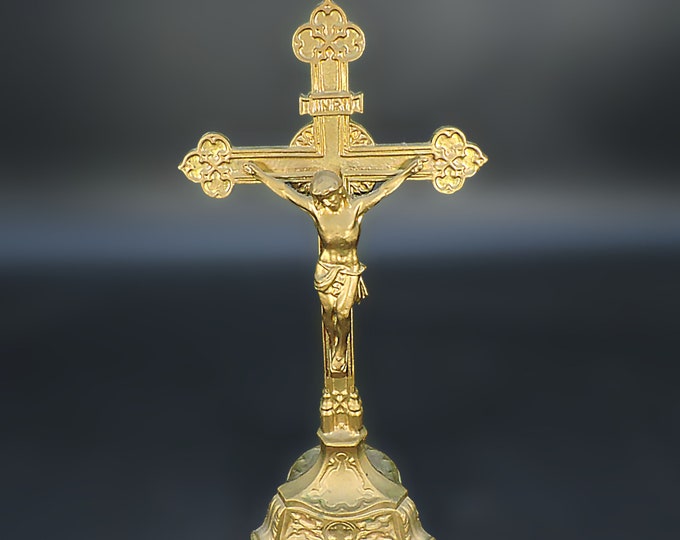 Vintage Gilded Cross ~ Old Gilded Cross ~ Brass Plated Crucifix ...