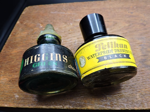Old Ink Bottles With Paper Labels - Etsy