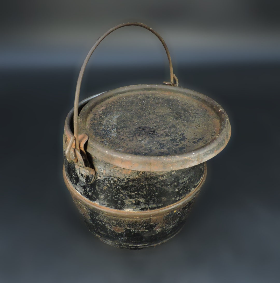 Antique Lidded Pot ~ Vintage Metal Pot ~ Lidded Antique Pot ~ Lidded ...