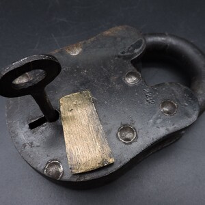 Antique Iron Padlock ~ Old Iron & Brass Padlock ~ Antique Padlock With Key ~ Collectible Padlock ...