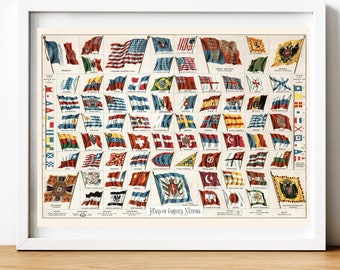 Old Flags of the World Illustration 1863 Vintage National Banners Chart ...