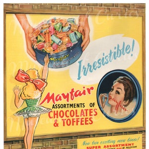 Digital, 1950s, Mayfair Assortment of Chocolates Toffees, Advertisement ...