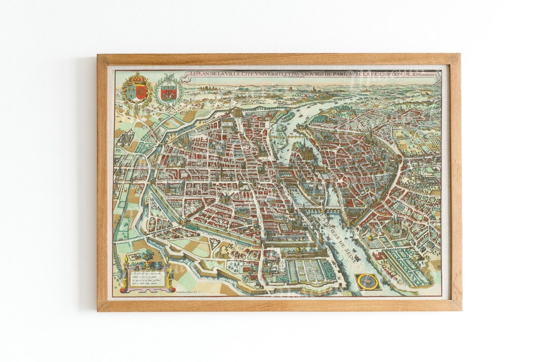 Paris City Map Print: 1615 Vintage French Map (digital Download) - Etsy