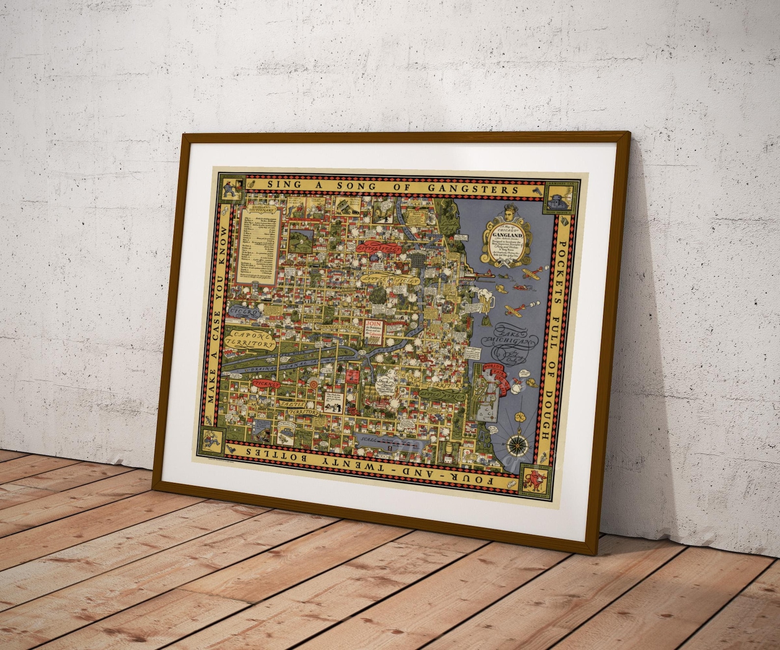 1931 Chicago Gangland Map: Al Capone Era, Pictorial Print (digital ...