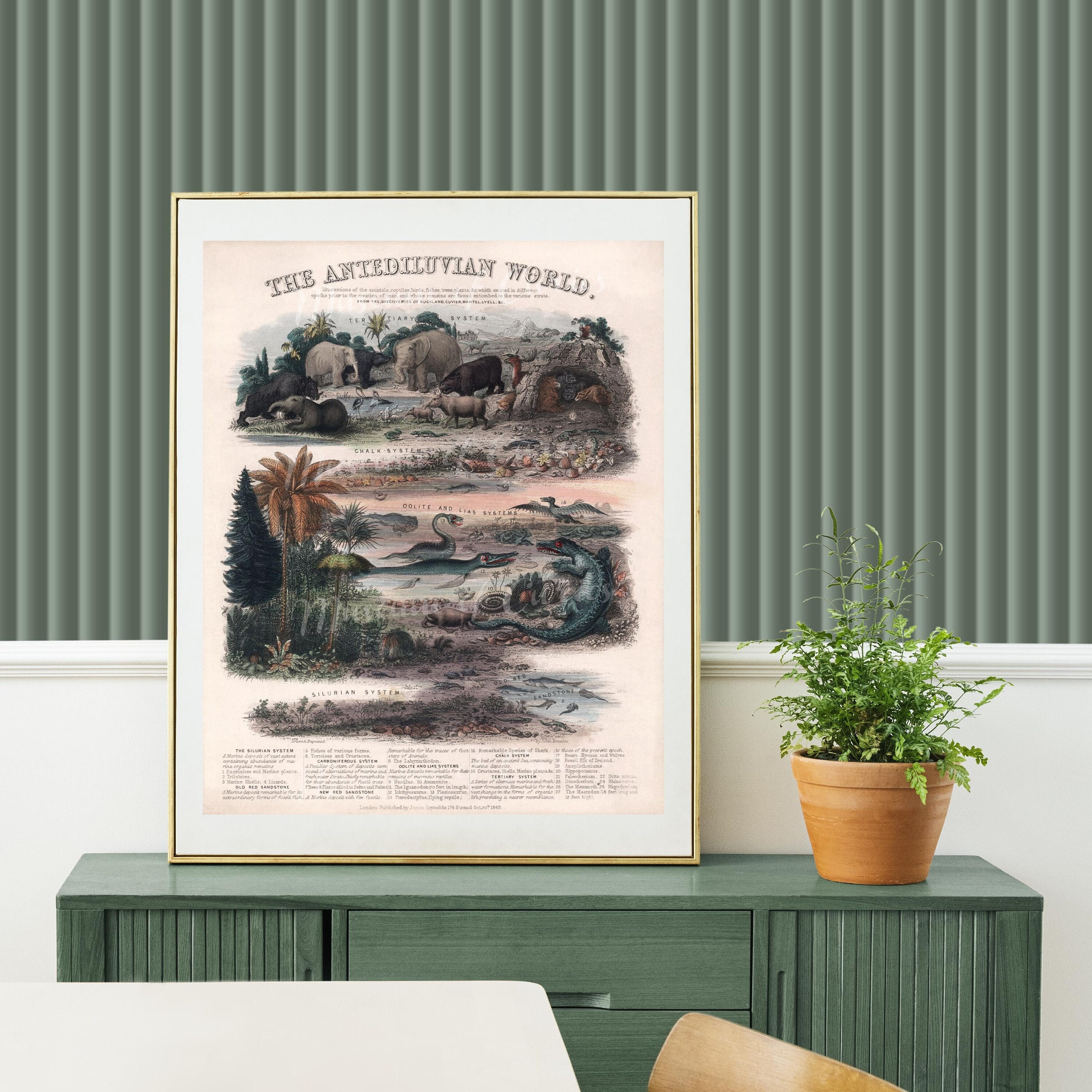 Digital, 1849, the Antediluvian World, John Emslie, Chart of Animals ...