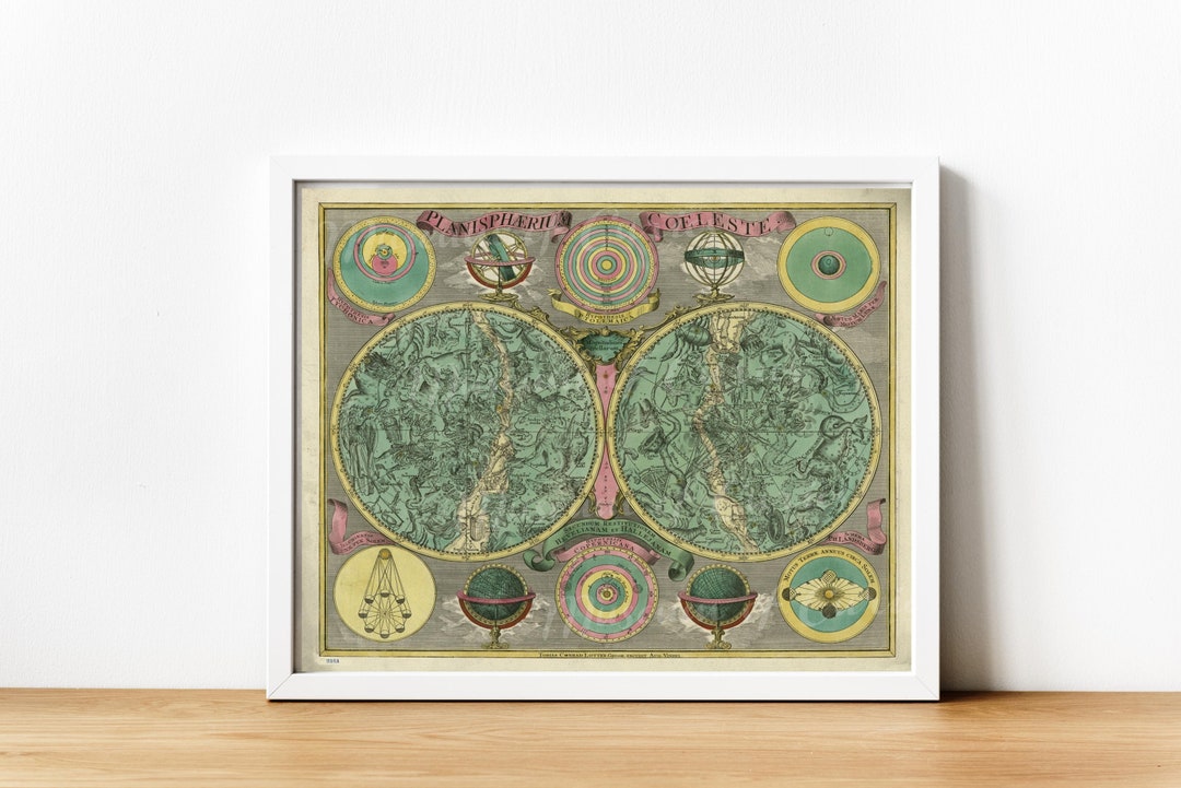 1772 Planisphere Coeleste Map: Vintage Celestial Chart (digital ...