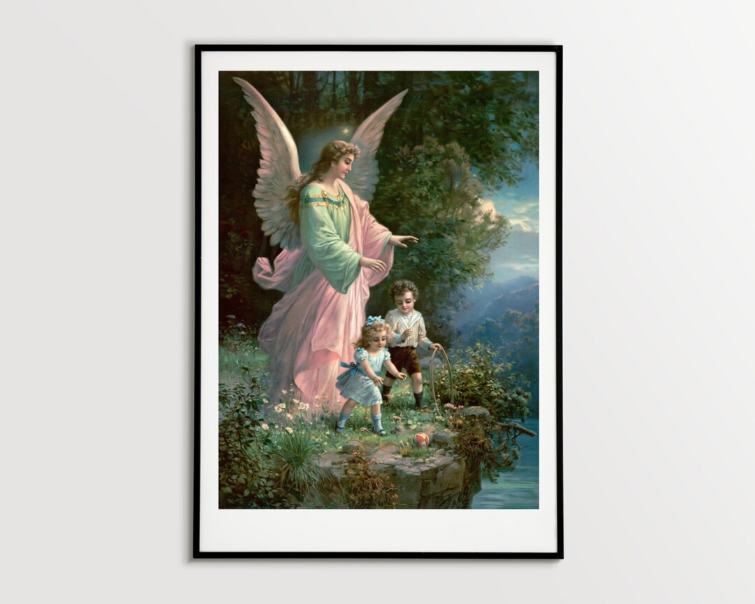 Digital, 1914, Guardian Angel Overlooking Two Children INSTANT DOWNLOAD ...