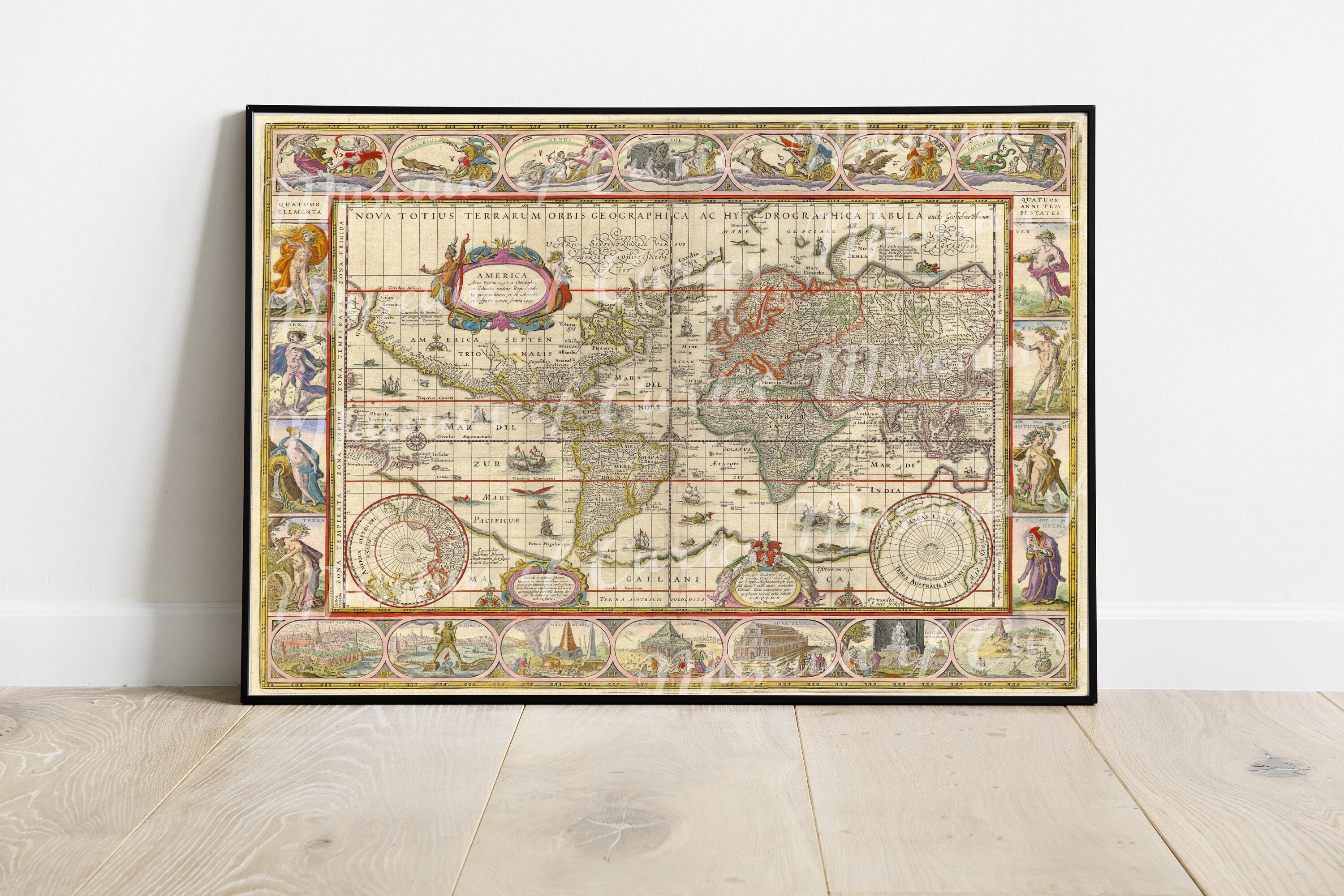 1635 Blaeu World Map: Antique Dutch Cartography (digital Download) - Etsy