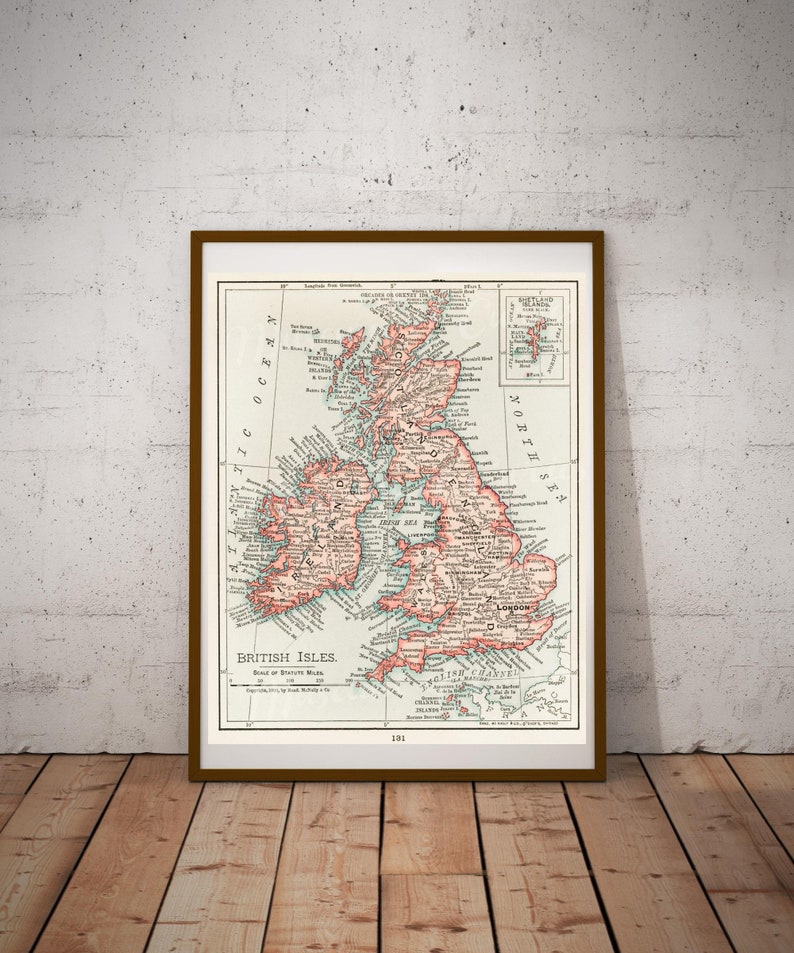 Digital, 1900, Map of the British Isles, Britain, Ireland, Wales ...