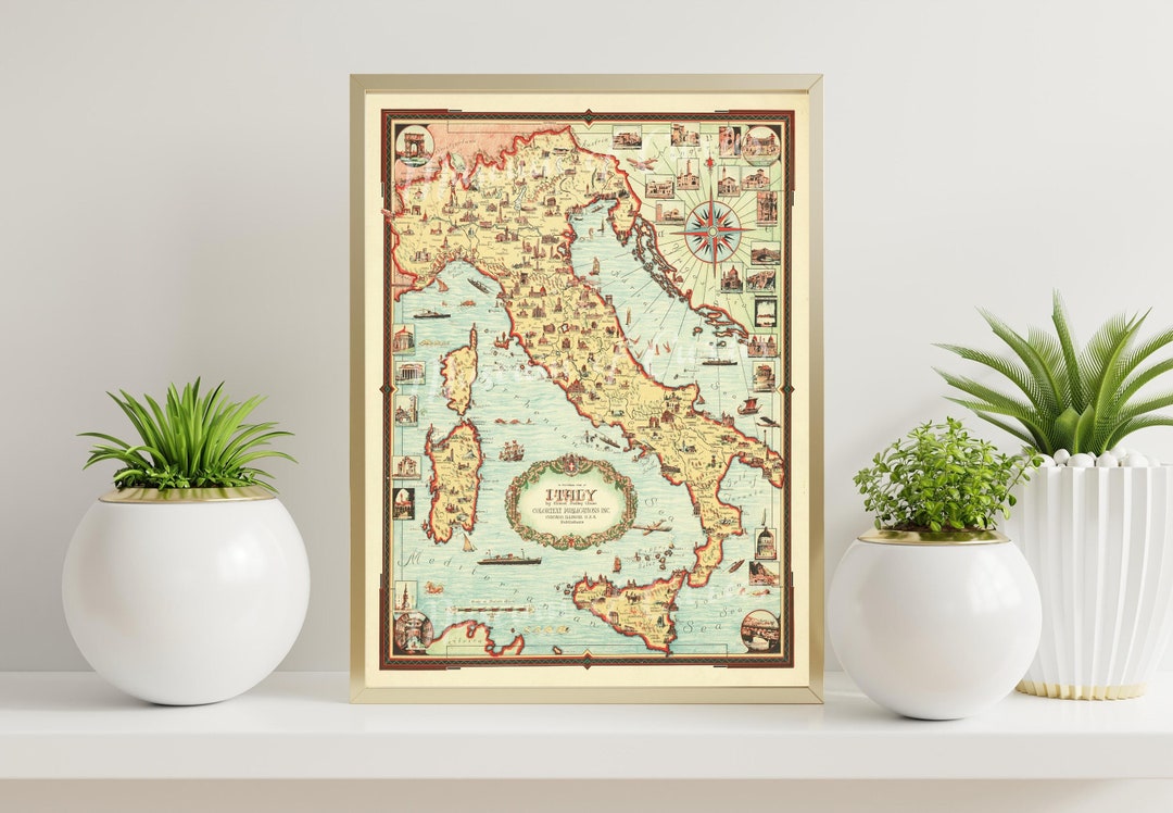 1935 Pictorial Map of Italy: Vintage Travel Poster (digital Download ...