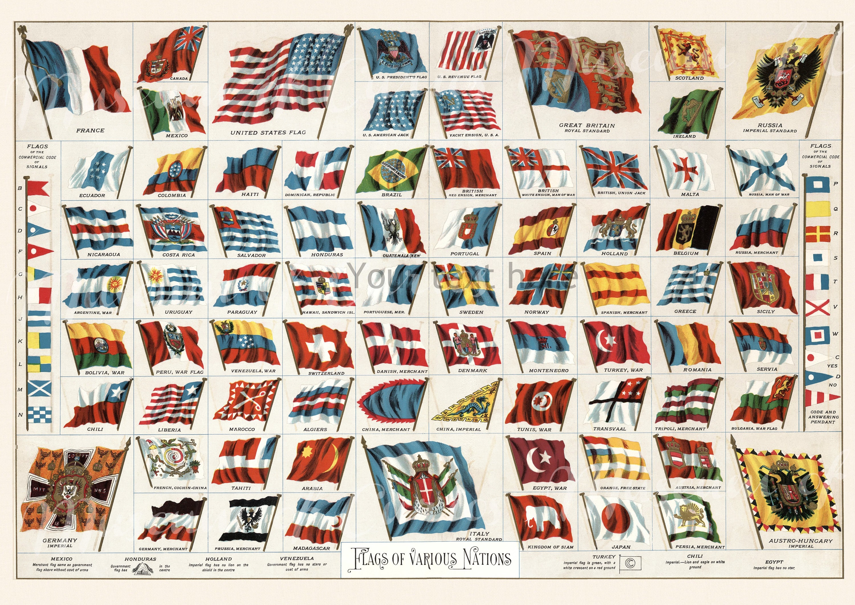 Digital 1892 Flags of Various Nations INSTANT DOWNLOAD - Etsy Ireland