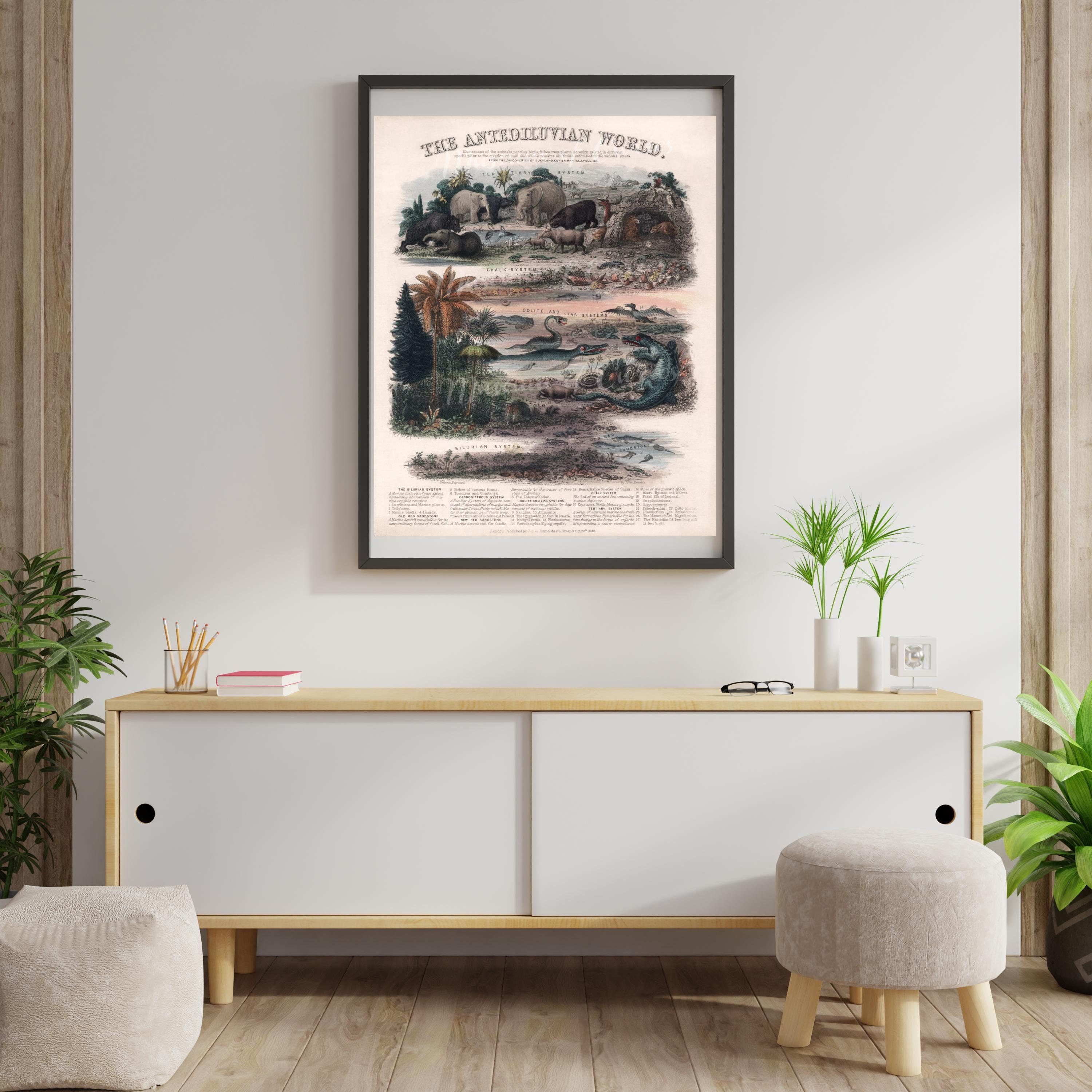 Digital, 1849, the Antediluvian World, John Emslie, Chart of Animals ...