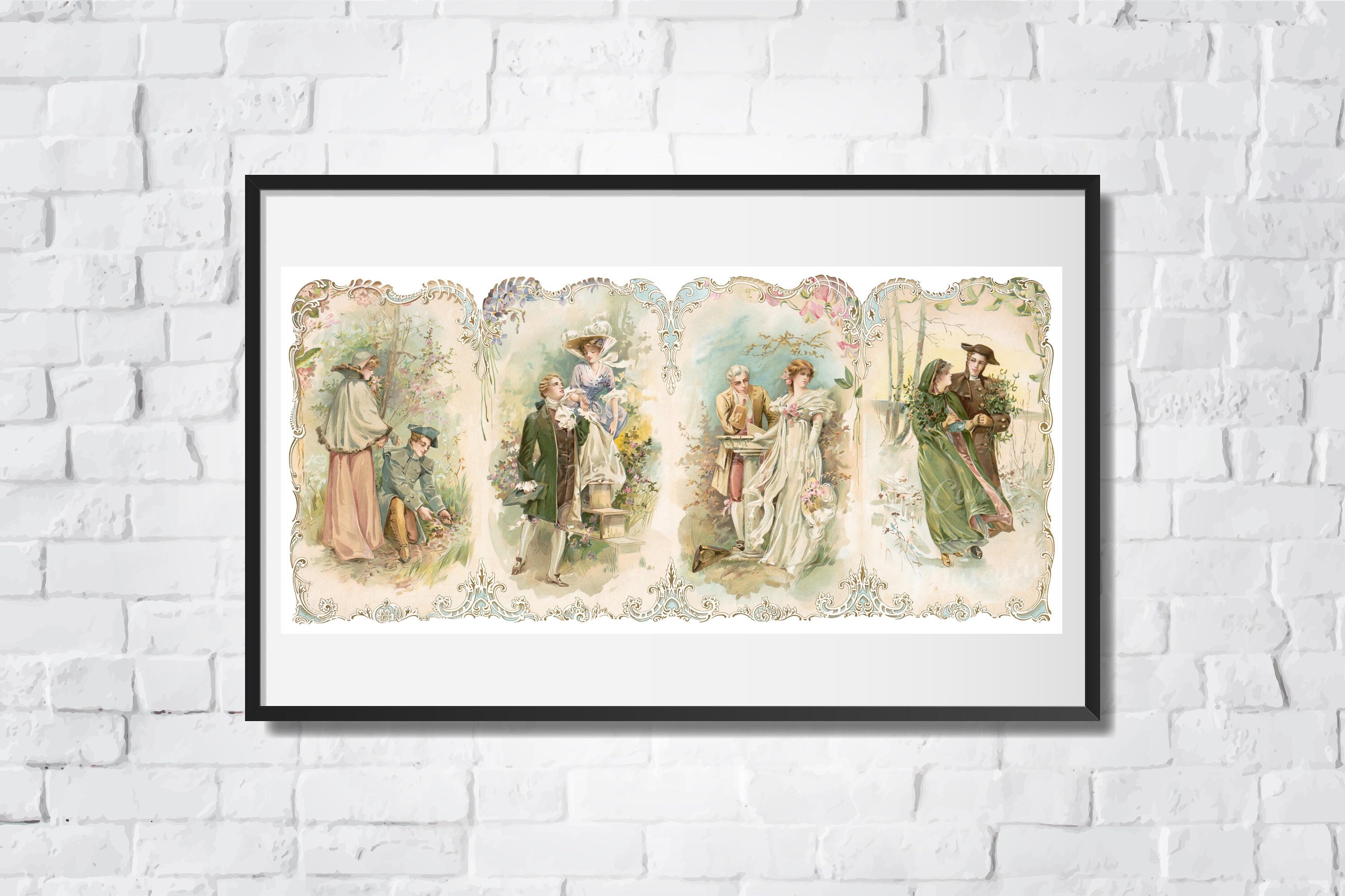Digital 1903 Courting Couples Long Panel INSTANT DOWNLOAD - Etsy