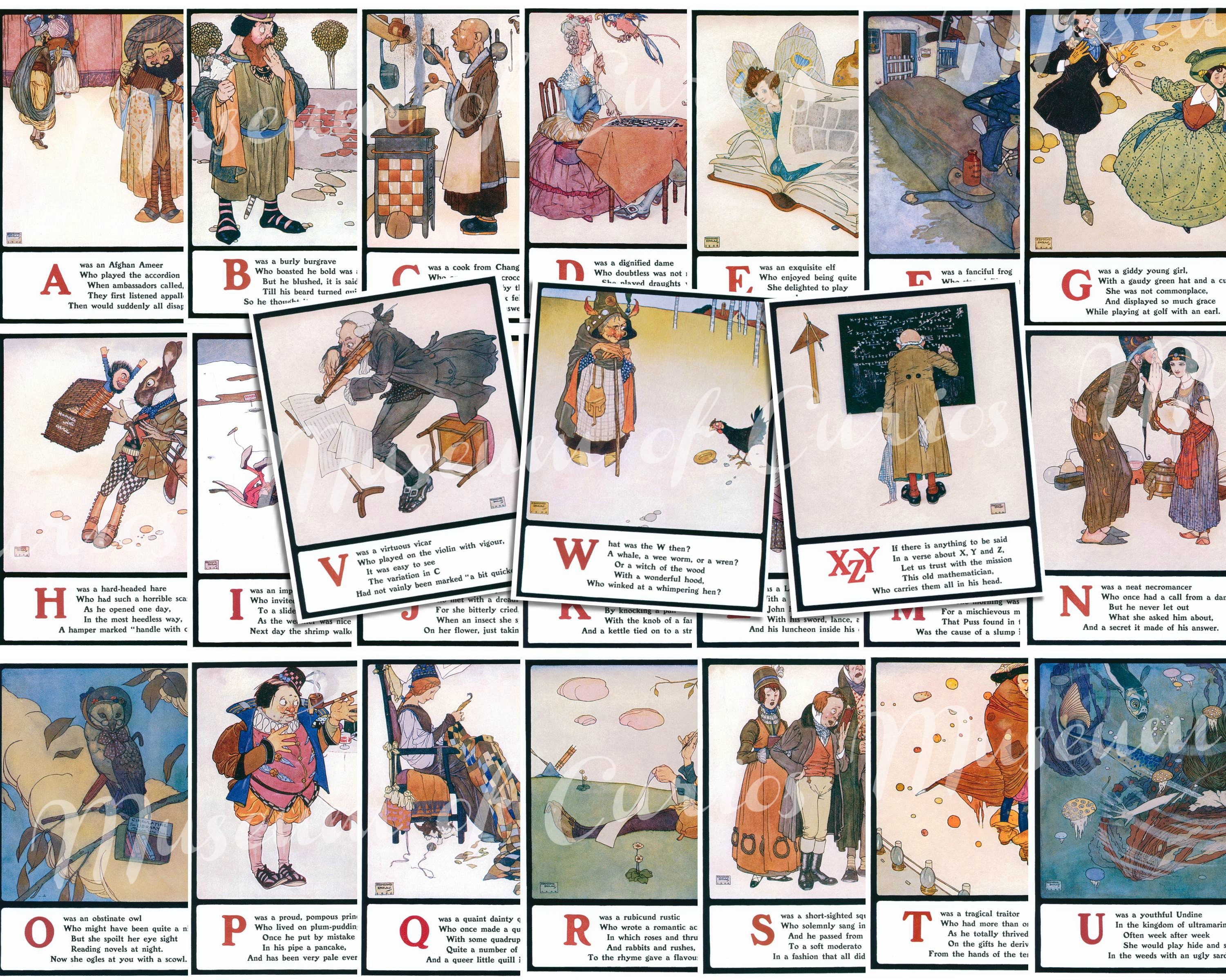 Digital, 1908 Edmund Dulac Illustrated Limerick Alphabet, Lyrics ...