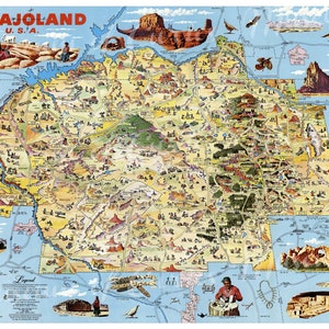 Digital, Navajoland Pictorial Map, Native Americans, INSTANT DOWNLOAD ...