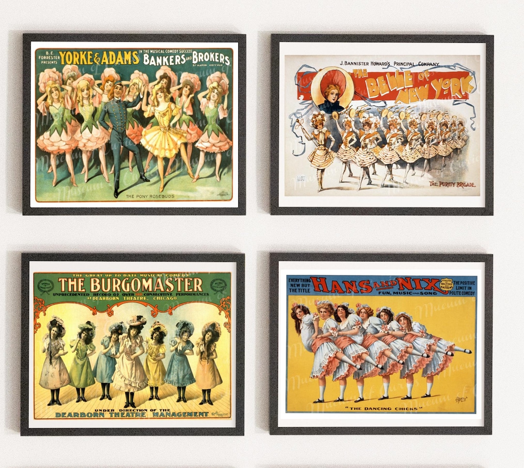 Digital, Late 1800s-early 1900s, Set of 4 X Small, Theatre Posters ...
