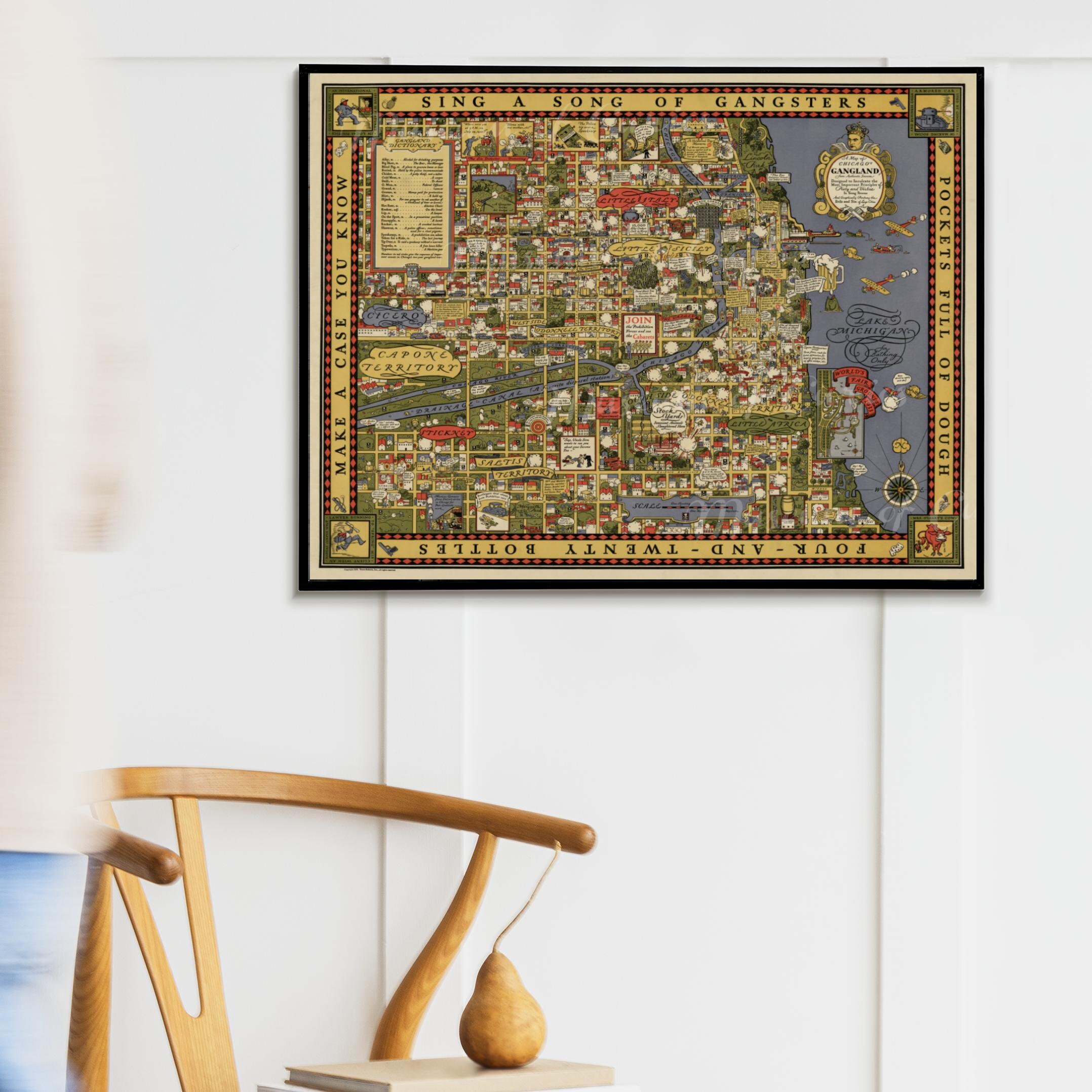 1931 Chicago Gangland Map: Al Capone Era, Pictorial Print (digital ...