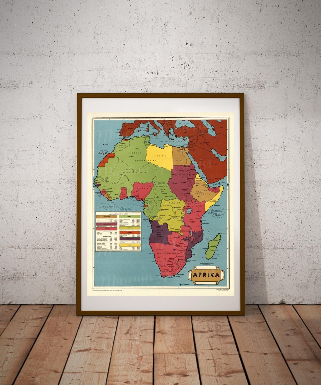 1945 Map of Africa: Colonial Political Divisions, Vintage Style ...