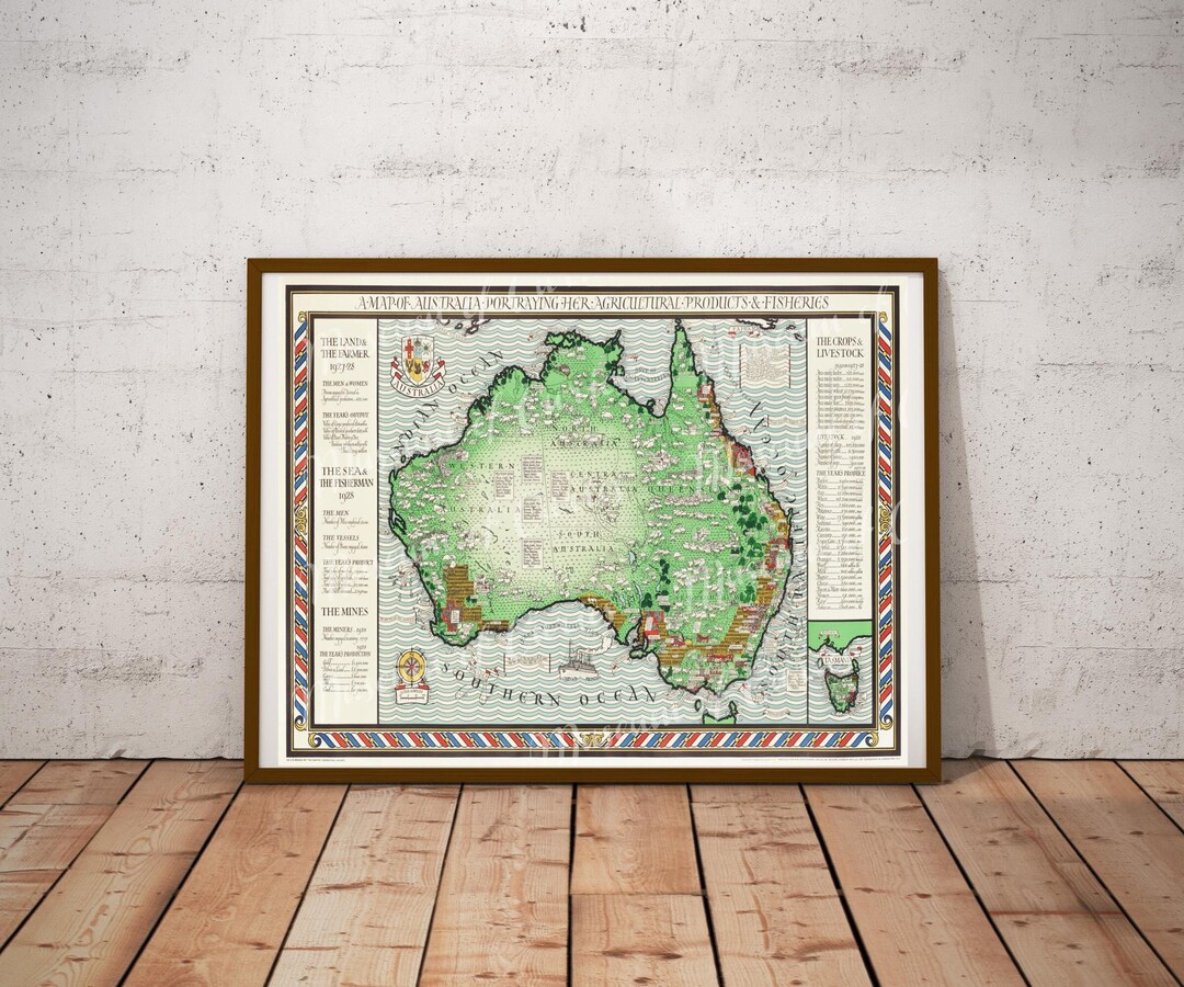 1928 Australia Agricultural Map Poster: Vintage Style (digital Download ...