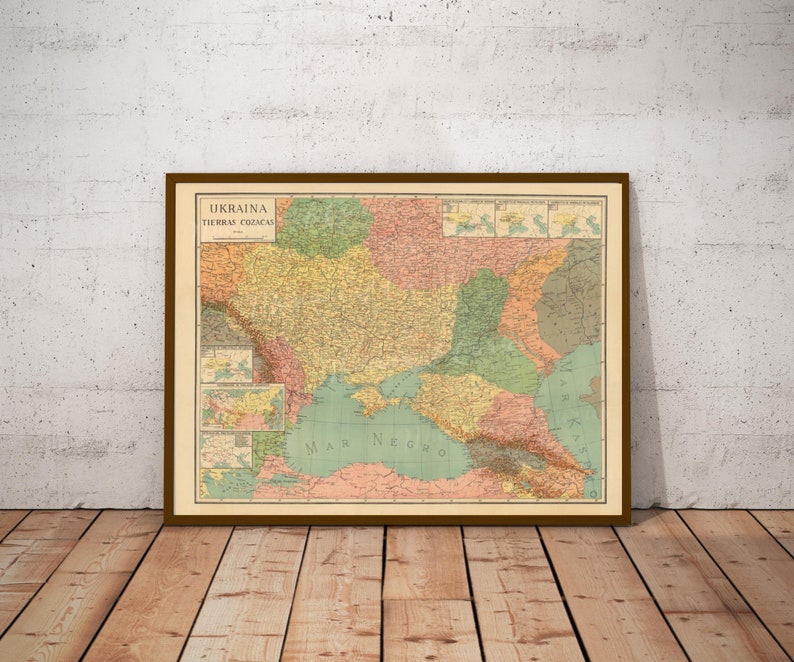 Digital, 1943, Ukraine Map, the Land of the Cossacks, INSTANT DOWNLOAD ...