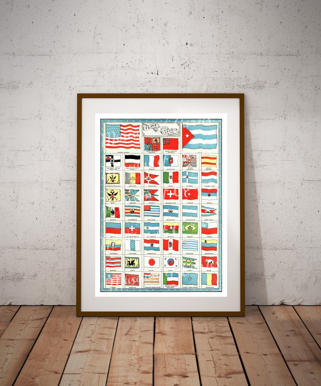 1901 Flags of All Nations Poster: Vintage World Flags Art (digital ...